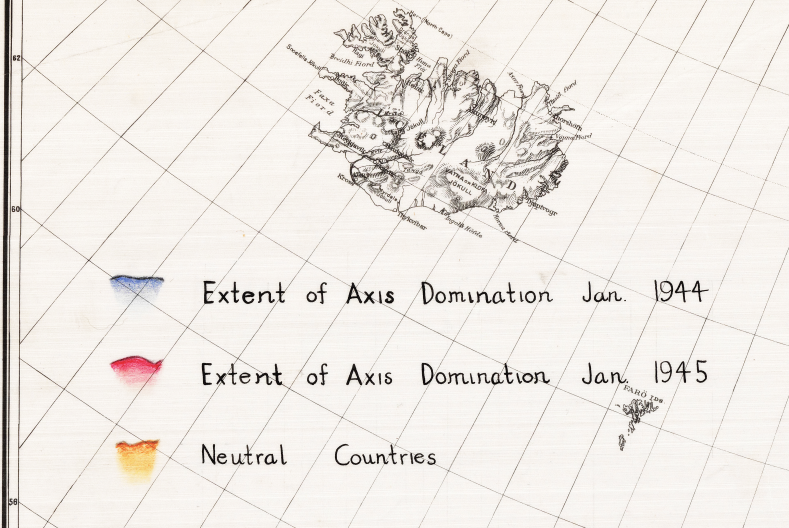 European Theater of Operations Color Map from 1944-1945