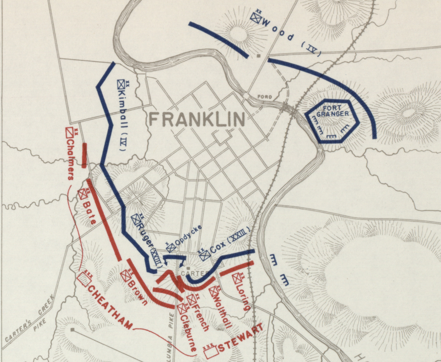 Franklin, Tennessee Confederate Attack Side by Side Battle Map – Battle ...