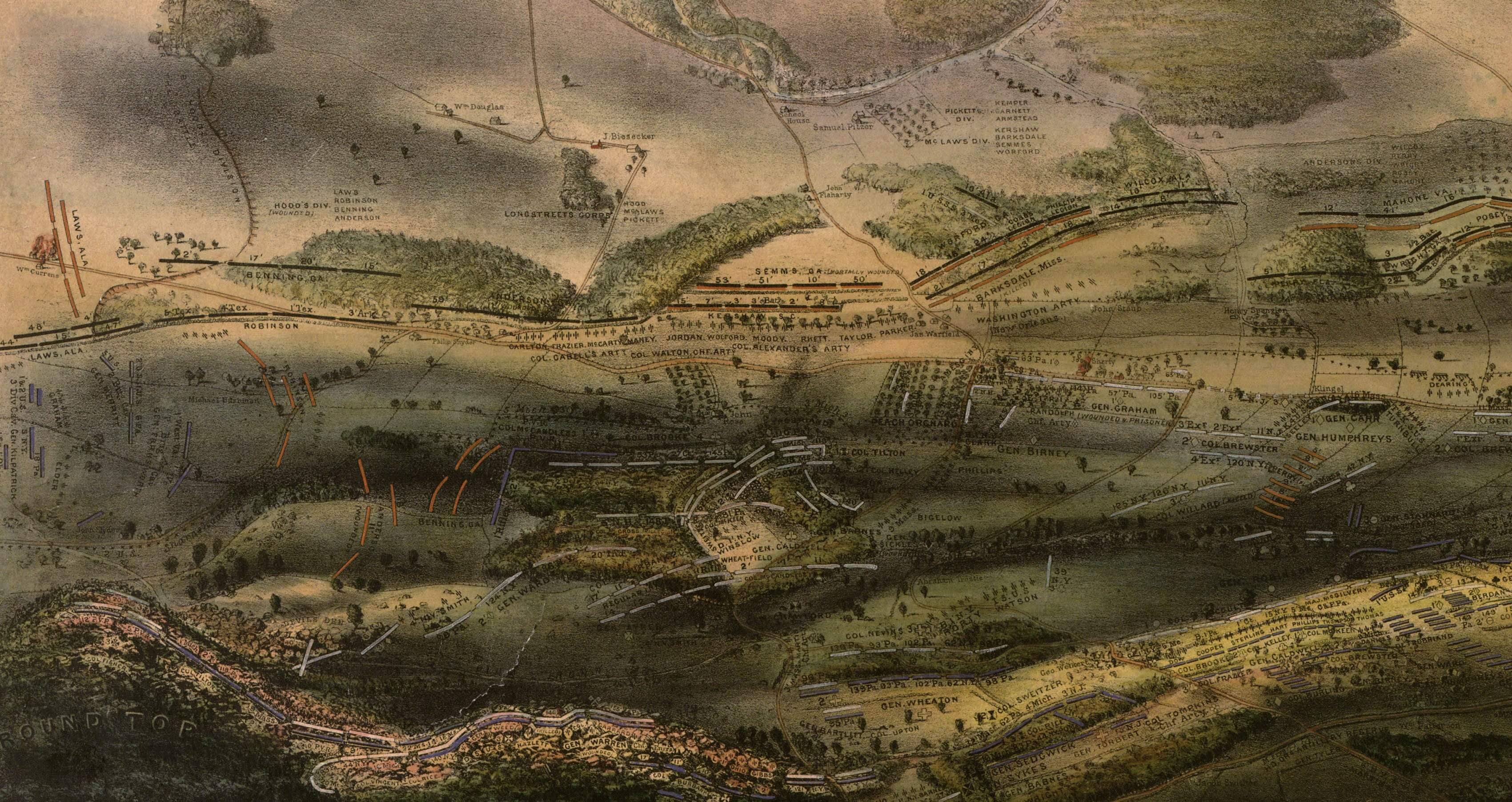 Gettysburg 1863 Birds Eye View Battle Map – Battle Archives