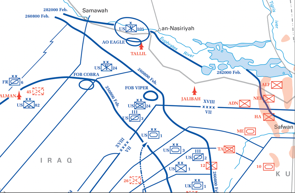 Gulf War Map Gulf War 1991 Land Operations Battle Map – Battle