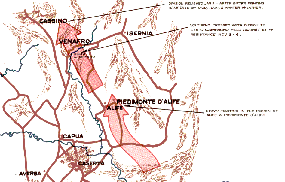Italian Campaign Battle Map of the 45th Infantry Division