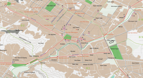 Kabul, Afghanistan City Topographical Map