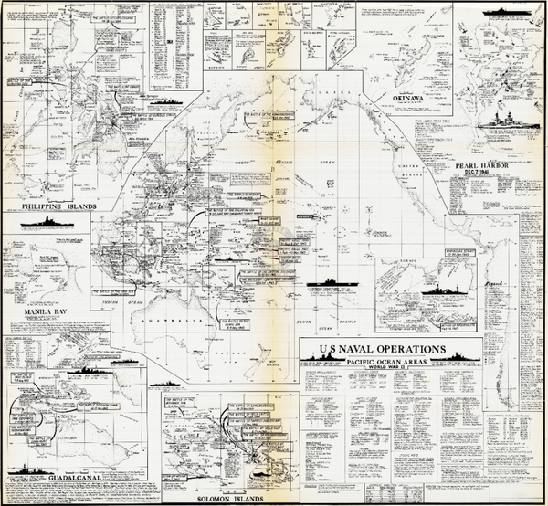 Pacific Theater of Operations with Major Battle Descriptions Map ...