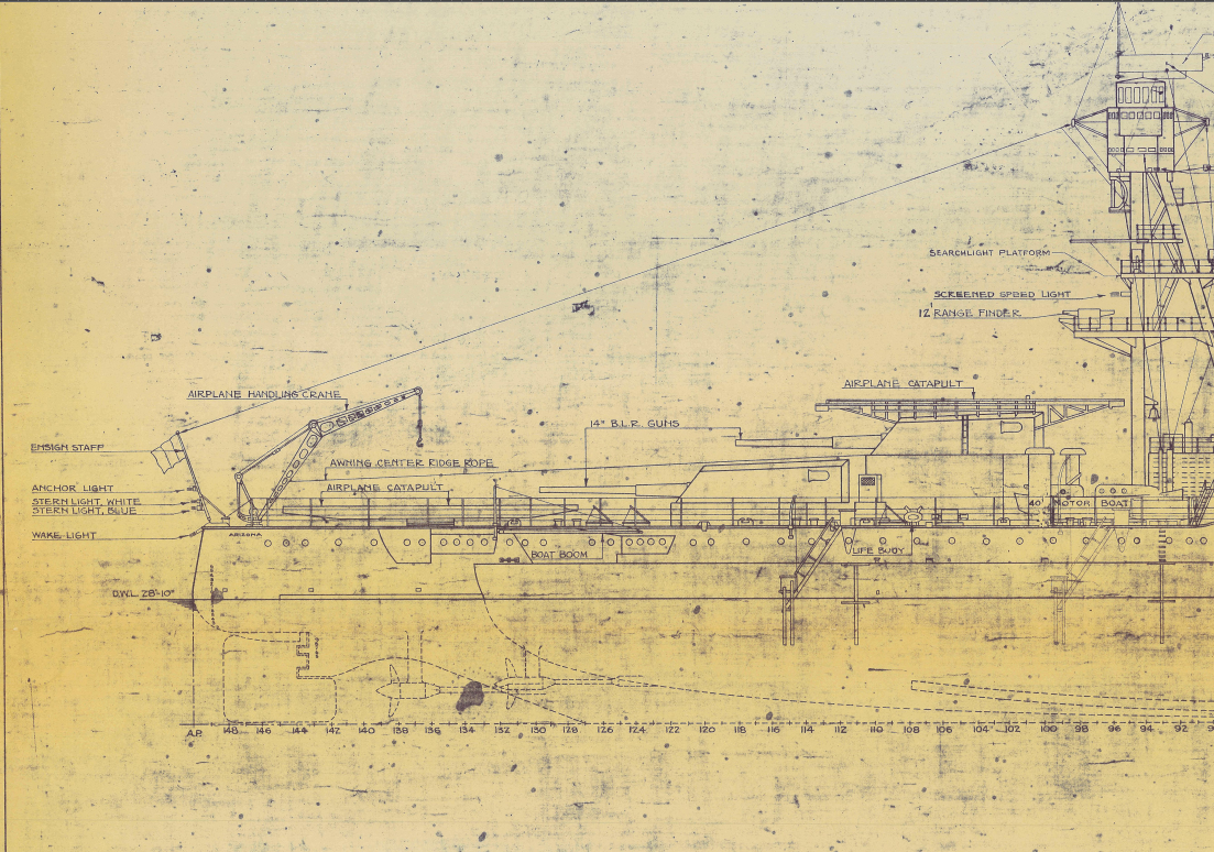 Pearl Harbor Blueprint of USS Arizona