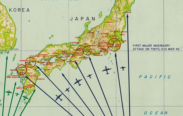 Twentieth Air Force + Far East Air Forces Attack Routes on Mainland Ja ...